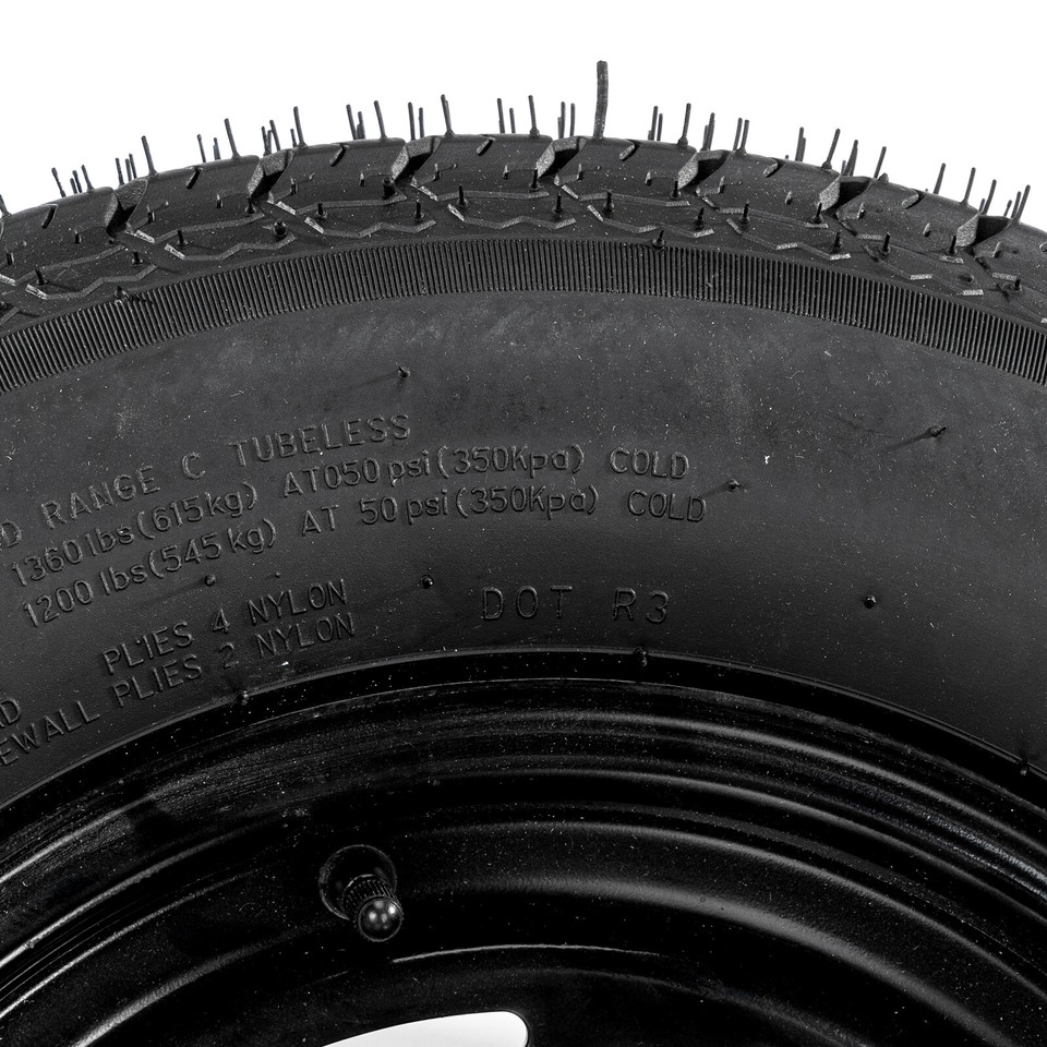 4pcs Trailer Tires And Rims ST175/80D13 175/80 13 LRC 5 Lug Black Spoke ...