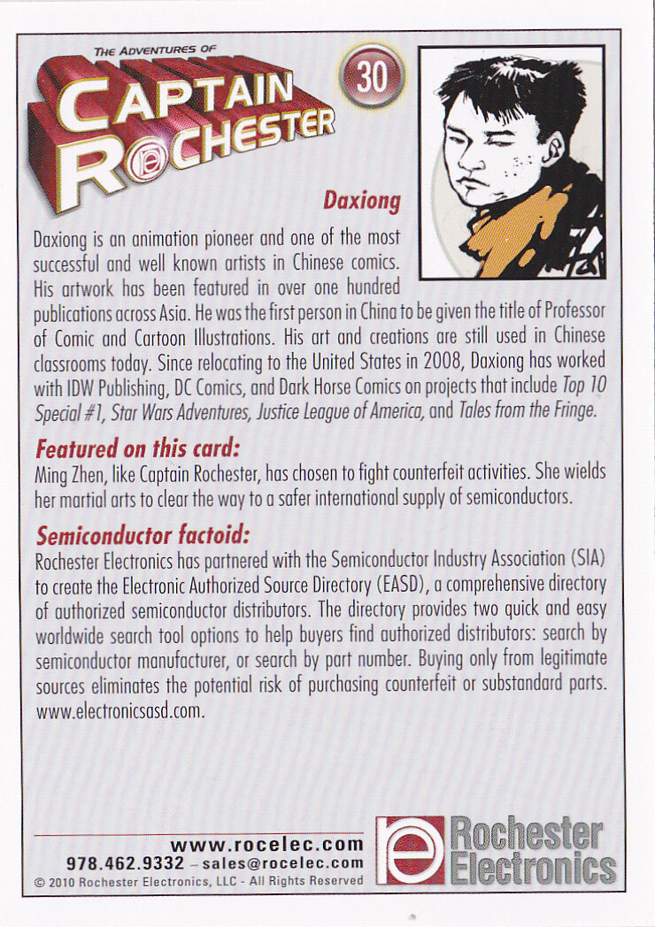 CAPTAIN ROCHESTER 2010 CARD ARTIST DAXIONG DC COMIC DARK HORSE COMICS ...
