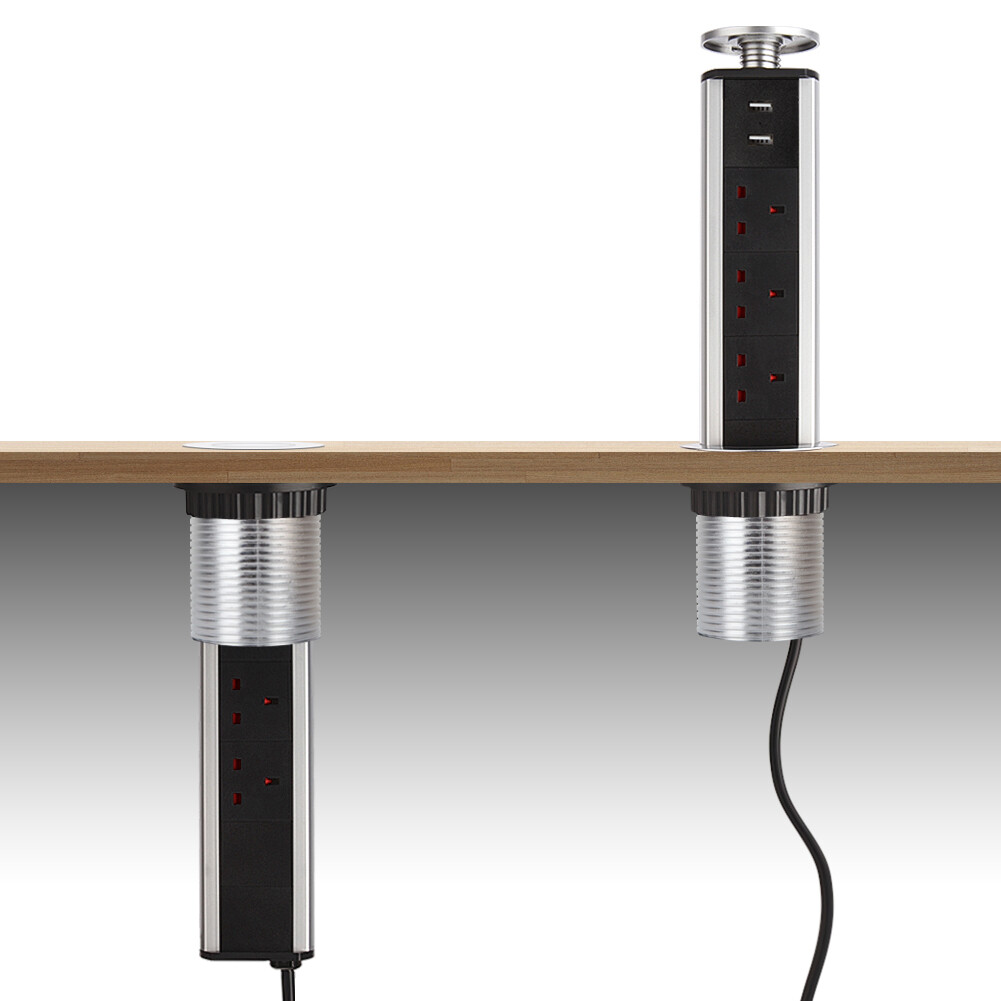 Hidden Kitchen Table Pull Pop Up Socket USB Charge Electrical Desktop ...