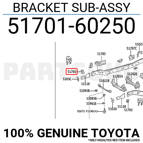 5170160250 Genuine Toyota BRACKET SUB-ASSY 51701-60250 | eBay