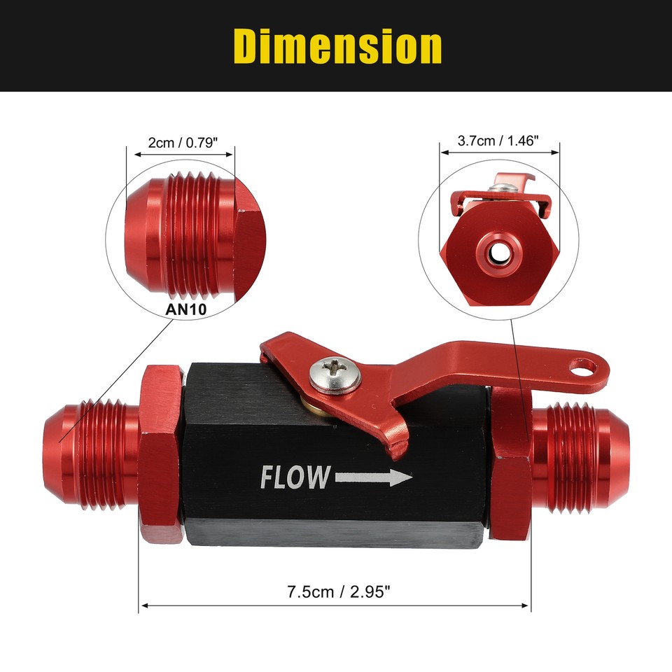AN10 Shut Off Valve Fuel Fitting fuel Flow Control Valves Inline W ...