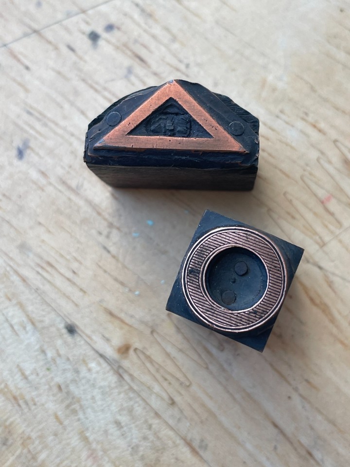 Printing Letterpress Printers Block Copper Small Shapes Triangle ...