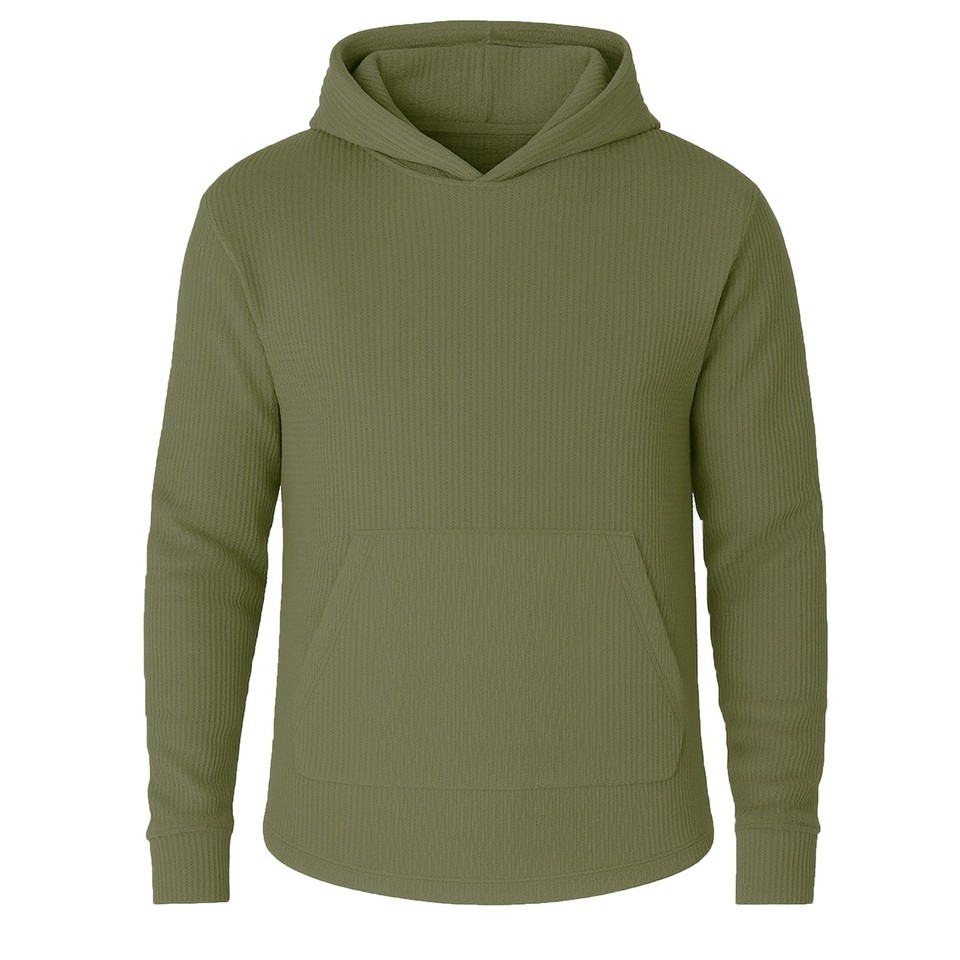 Men’s Waffle Knit Thermal Pullover Hoodie- Warm, Cozy, Casual Wear ...