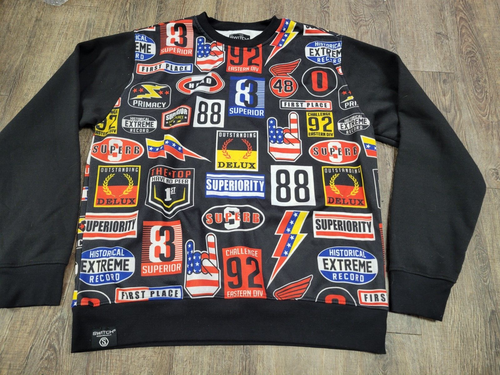 Switch Remarkable Men's Black Patch Logo Crew Neck Pullover Long Sleeve ...