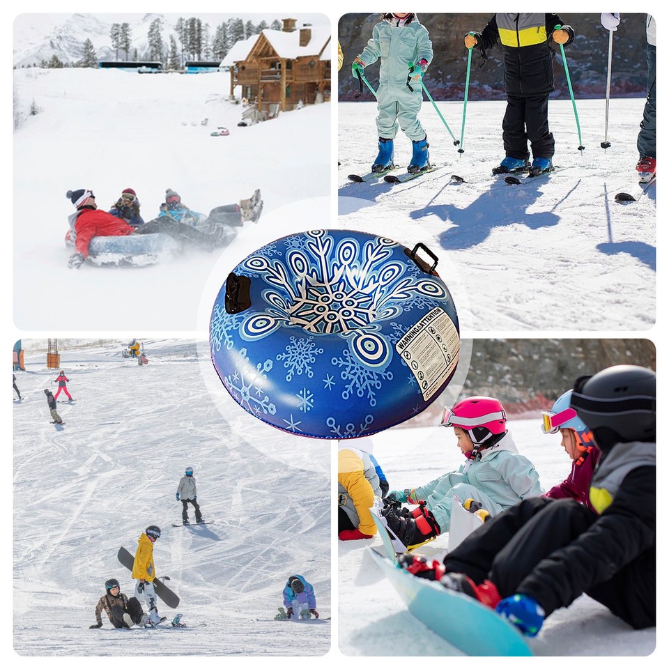 1*Inflatable Snow Tube Thickened Snowflake Inflatable Snow Sled for ...