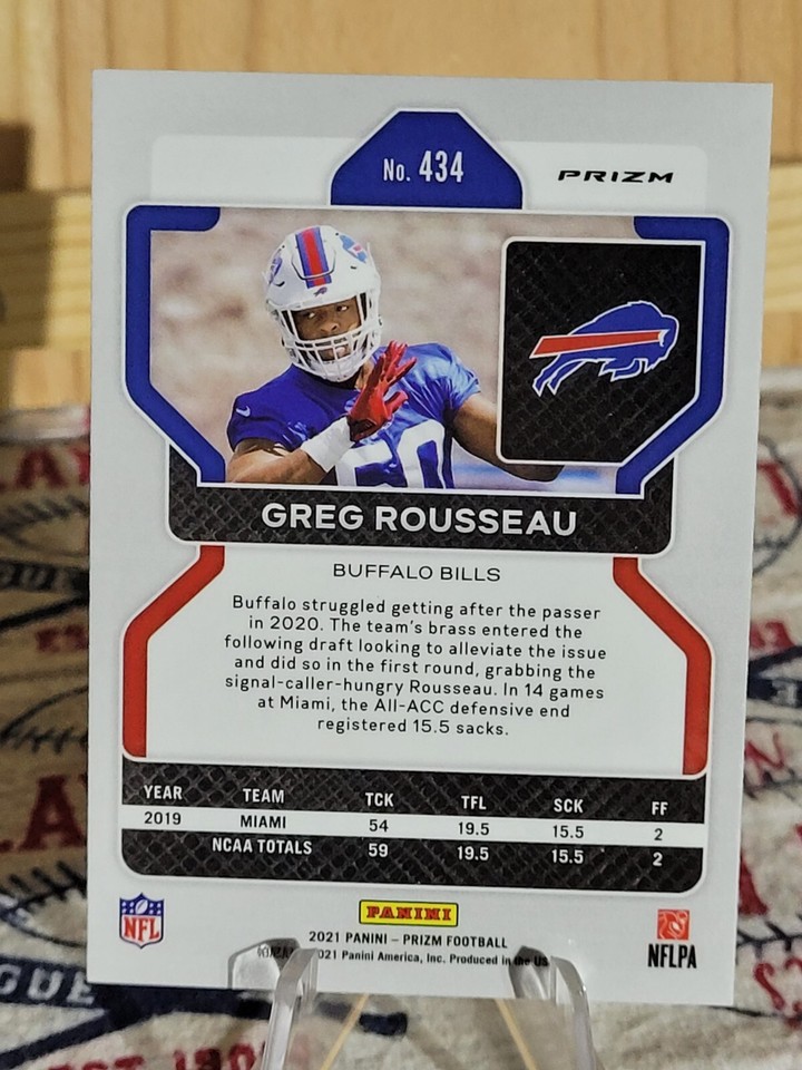 GREG ROUSSEAU 2021 Panini Prizm SILVER Rookie RC #434 BILLS | eBay