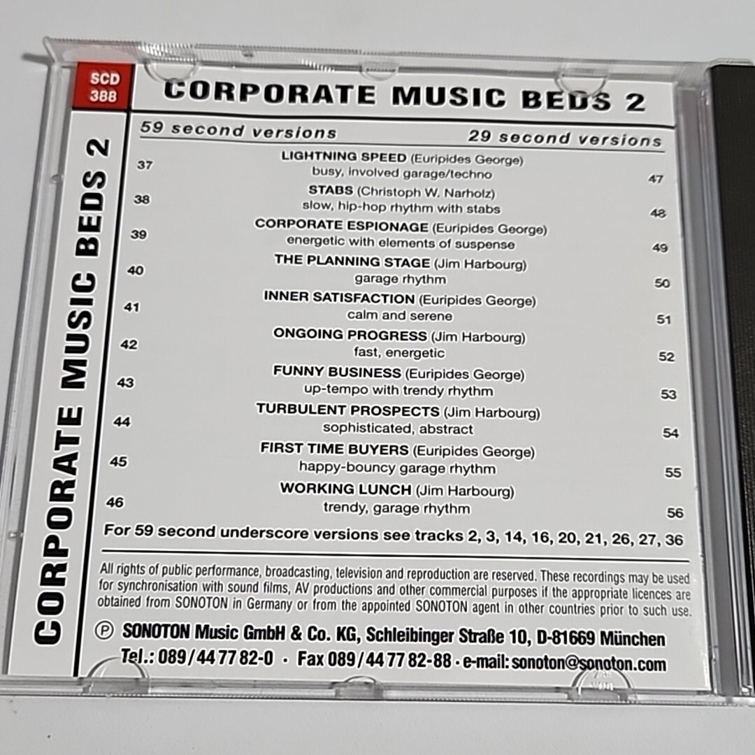 SONOTON - 'Corporate Music Beds 2' CD Album 1999 GERMAN PRESSING SCD388 ...