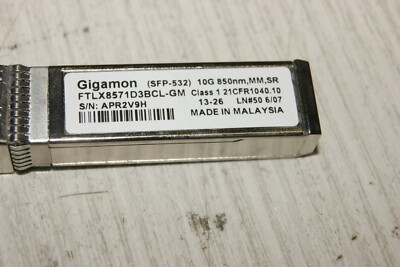 Lot of 8 Gigamon SFP-532 Finisar FTLX8571D3BCL-GM SFP+ Transceiver ...