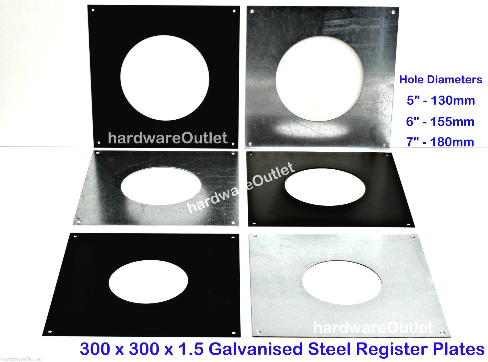300mm CHIMNEY REGISTER PLATE 4." 5" 6" or 7" Flue Hole Galvanised ...