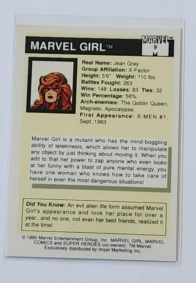 1990 MARVEL MARVEL GIRL TRADING CARD | eBay
