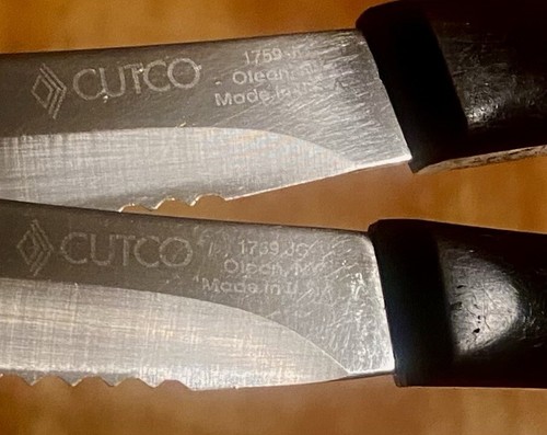 Set of 2 Cutco Olean NY 1759 J•G Full Serrated Blades Steak Knifes ...