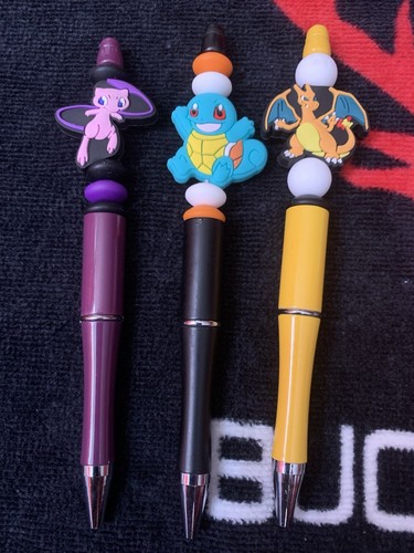 3 Custom Made Pokémon Black Ink Pens Mew Squirtle Charizard Arts ...