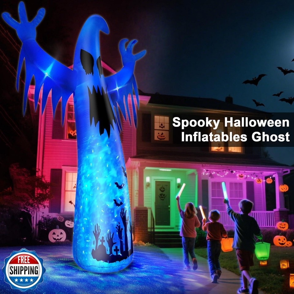 12 Ft Halloween Outdoor Decoration 3 Color Changing Inflatable Ghost ...