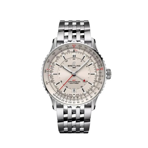 Breitling A32310211G1A1 NAVITIMER GMT STEEL CASE SILVER BEZEL SILVER ...