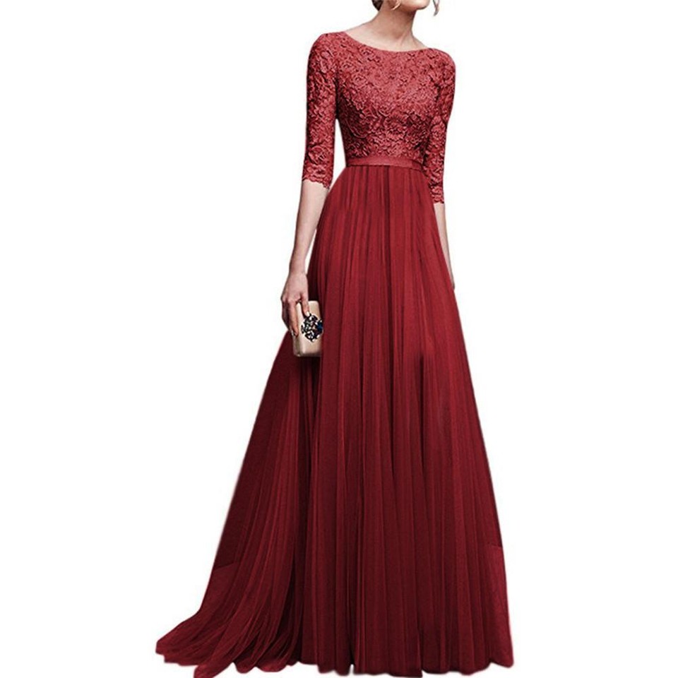Women Formal Wedding Bridesmaid Long Evening Party Prom Ball Gown ...