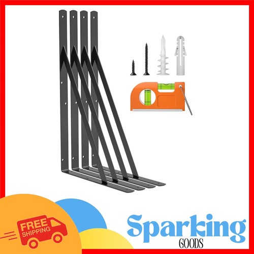 Sturdy 14 Inch Wall Mount Shelf Brackets – 250 LBS Capacity, Black ...