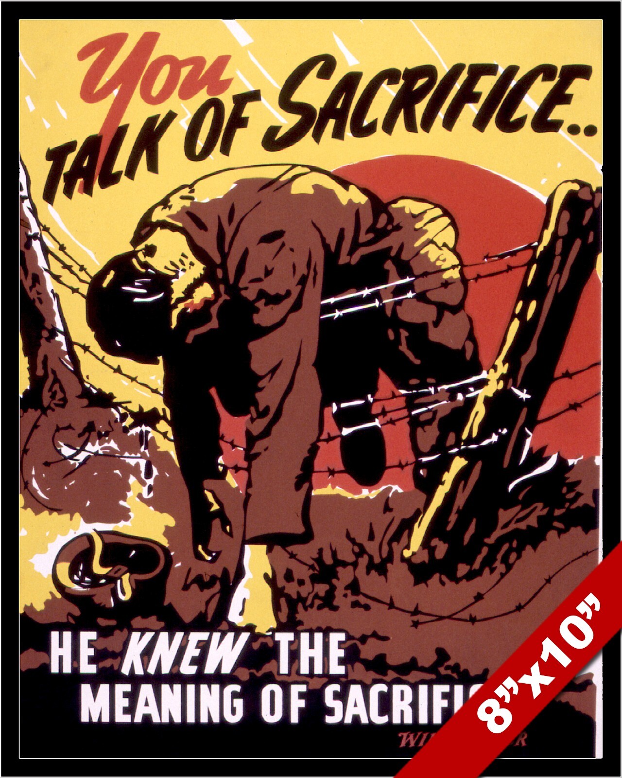 SACRIFICE US SOLDIER WINCHESTER WWII PROPAGANDA POSTER REAL CANVAS ART ...