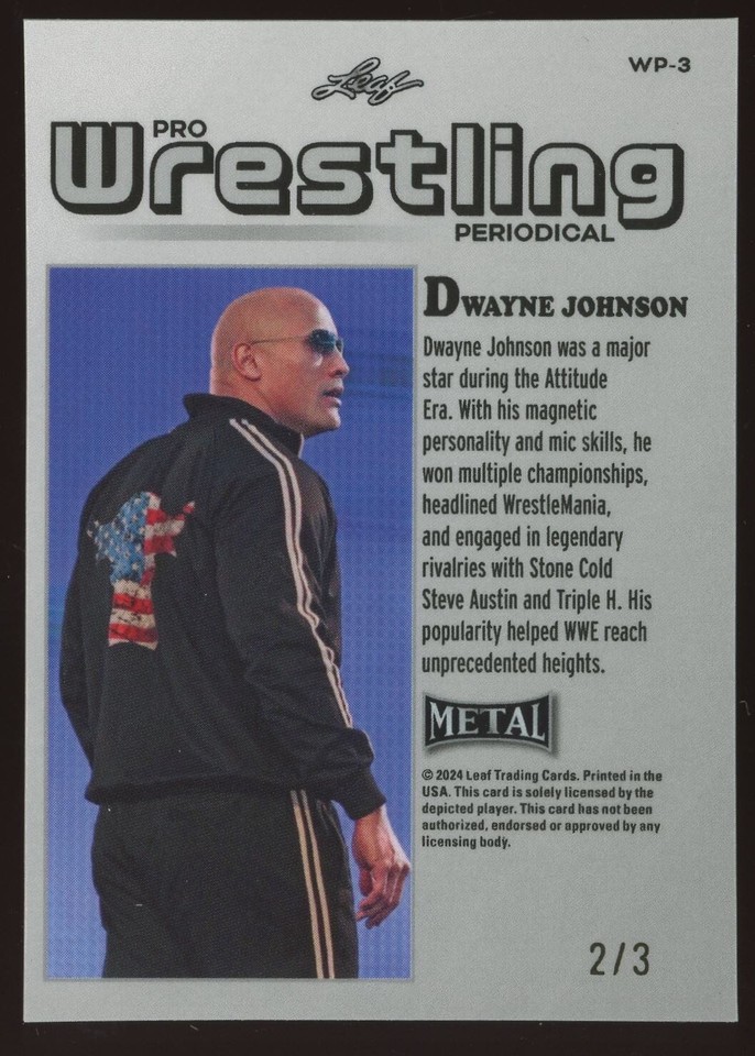 2024 Leaf Metal Wrestling White Wave Dwayne Johnson The Rock #WP-3 WWE ...