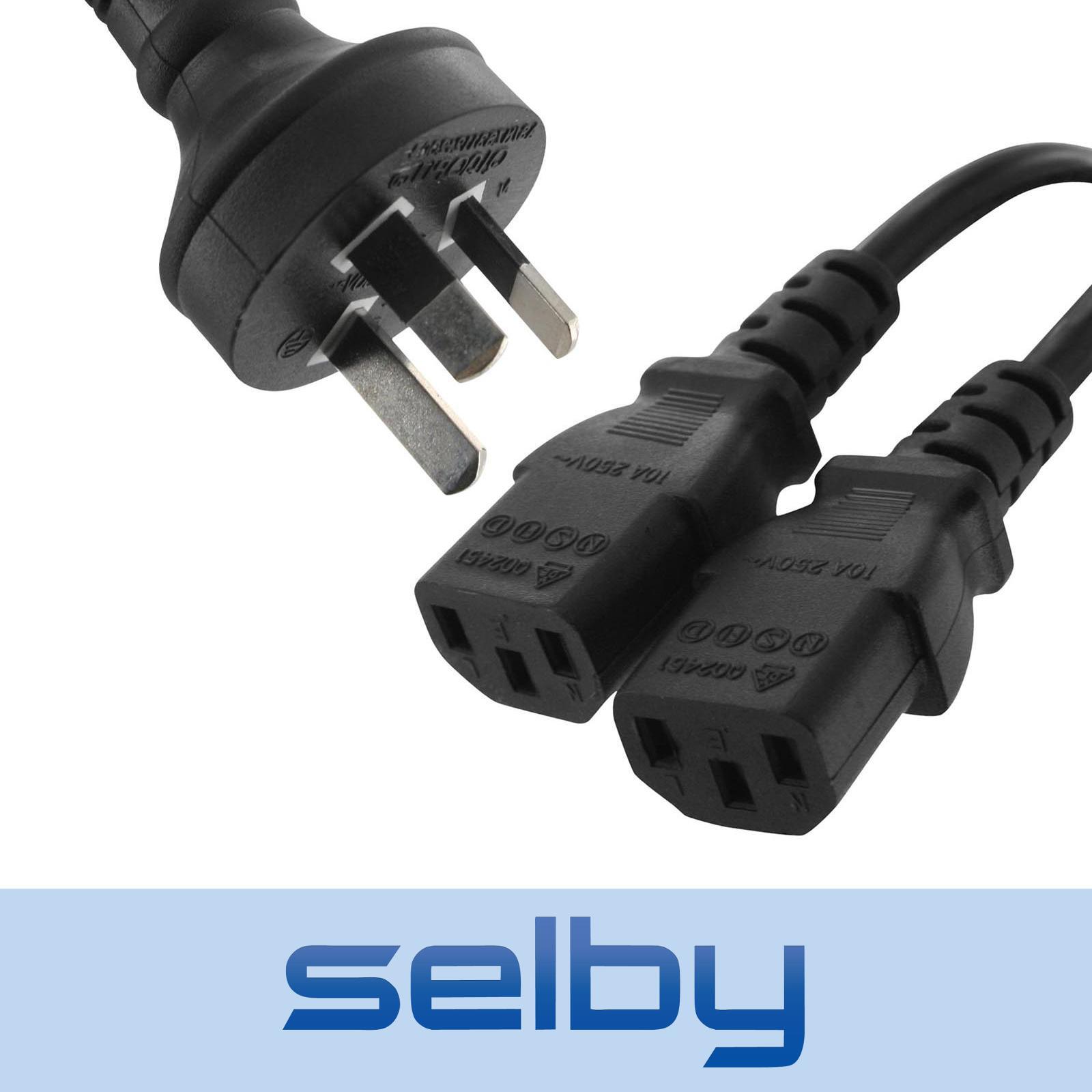 5m Mains Power Lead AU 3-Pin to 2 x "Kettle Plugs" Dual Cable Cord | eBay