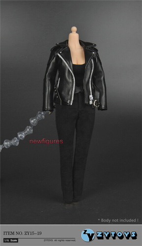 1/6 Female Clothes Leather Jacket Pants Vest Terminator TX Costume ...