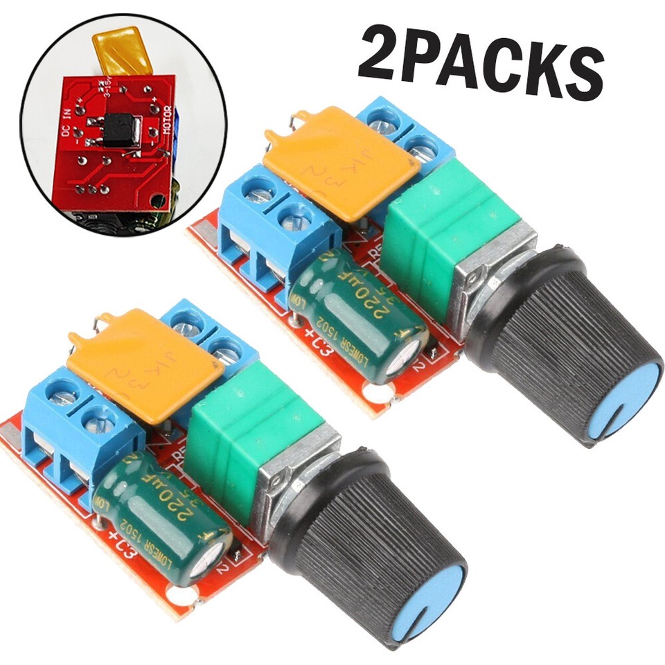2x Mini Dc Motor PWM Speed Controller 3v-35v Speed Control Switch LED ...