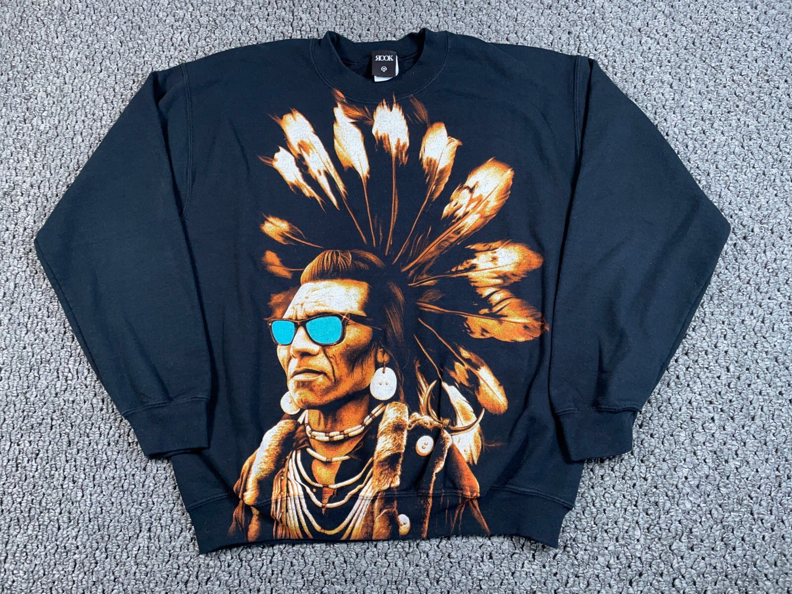 ROOK Native American Indian Print Sweatshirt Adult Me… - Gem
