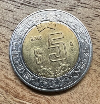 2018 MÉXICO 🇲🇽 FIVE (5) Cinco PESOS COIN Bimetallic- Very Nice | eBay