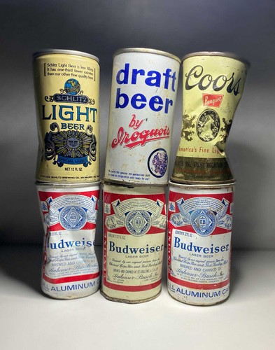 Lot of 6 Vintage Pop Top Beer Cans - Budweiser, Coors, Iroquois ...