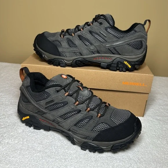 Merrell Moab 2 WP J06029 Grey-Black Men’s Waterproof Trail Sneakers 10. ...
