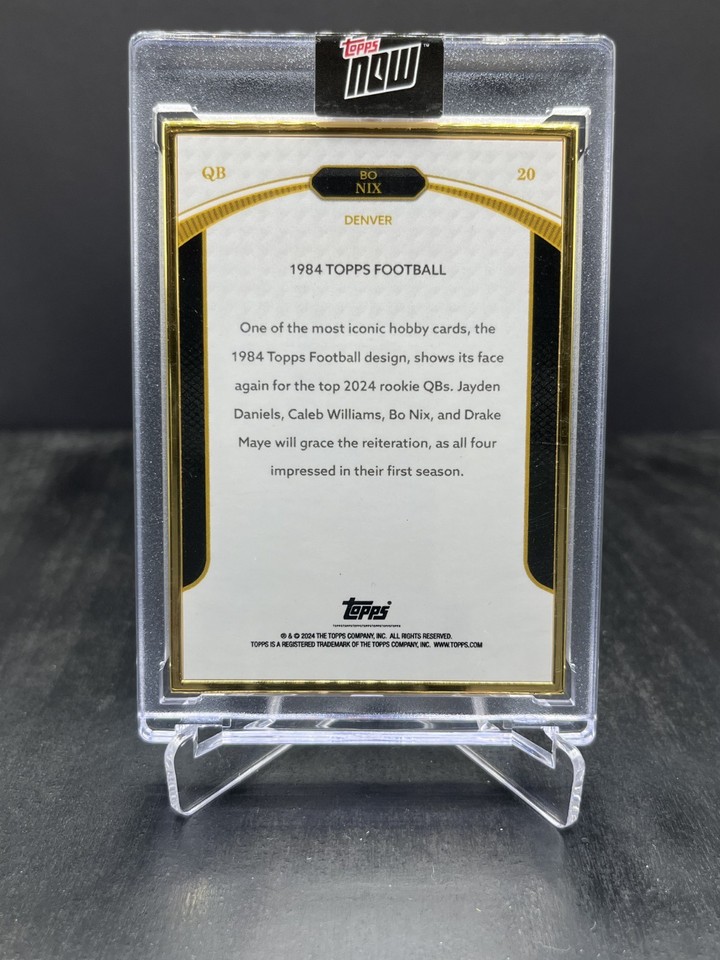 2024 Topps Now Rookie Campaign Bo Nix RC 1984 Topps Design Orange 03/25 ...