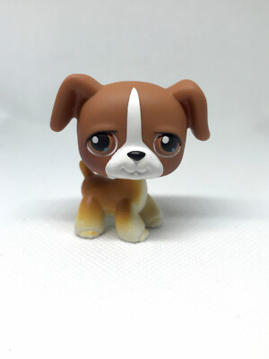 Littlest Pet Shop LPS #25 Brown White Boxer Dog Brown Dot Eyes Red ...