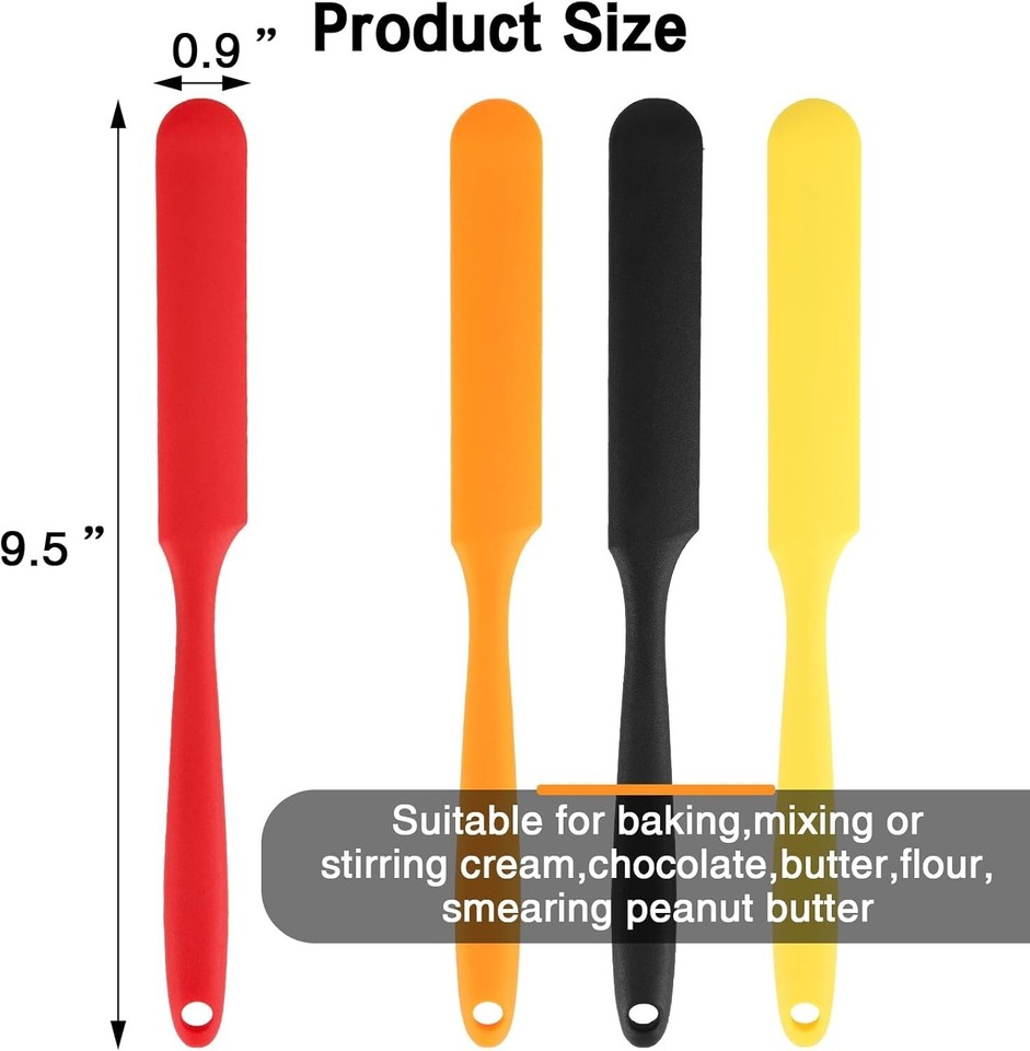 Silicone Jar Spatula Set of 4, Flexible Small Spurtle Spatula for ...