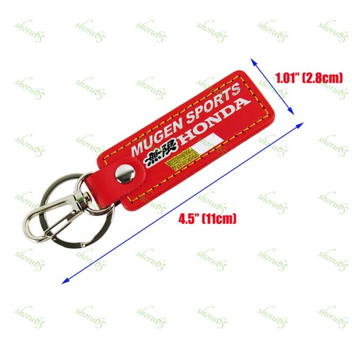 1PC MUGEN POWER SPORT RED Leather Key Fob Keyring Keychain Tag Lanyard ...