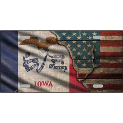 Iowa/American Flag Novelty Metal License Plate Tag LP-12394 | eBay