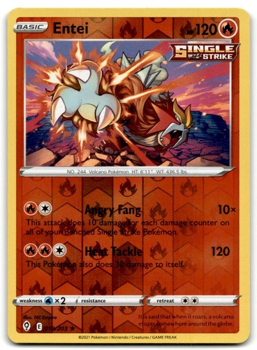 Pokemon SWSH07: Evolving Skies Reverse Holo Entei #019/203 Holo Rare | eBay