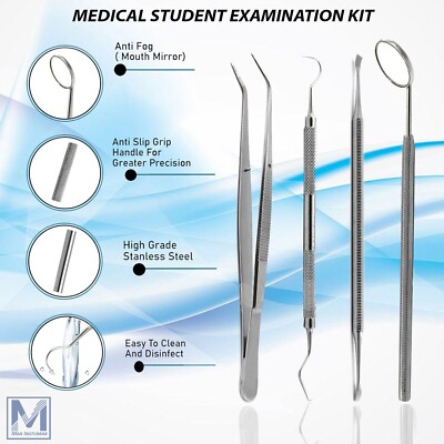 Dental Examination Kit Student Diagnostic Teeth Cleaning Pick Probes ...