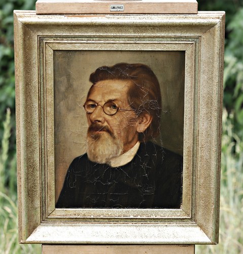 Old German Oil Painting – Bearded Man With Glasses, Antique Portrait | eBay