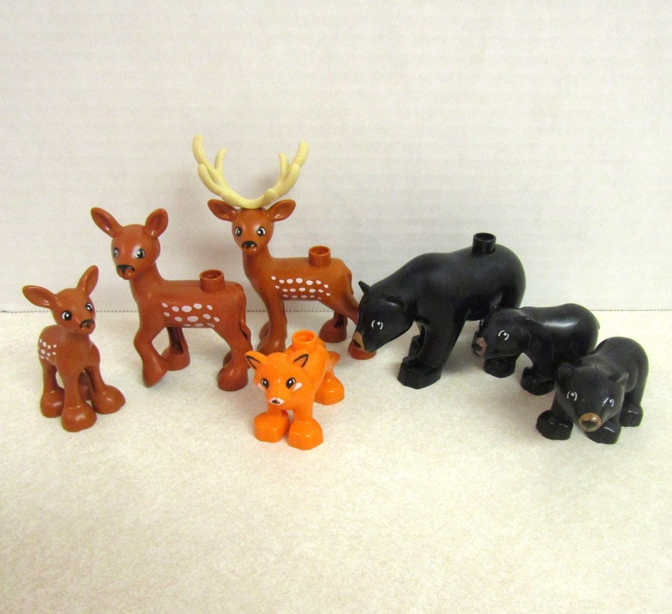 Lego DUPLO Zoo Forest Animals Deer Buck Doe Fawn Black Bears & Fox | eBay