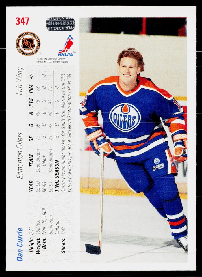 1991-92 Upper Deck #347b Dan Currie | eBay