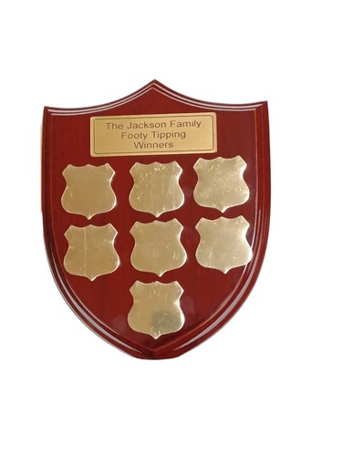 Perpetual Shield Trophy Plaque 160mm Timber (inc 7 Shields) Engraved ...
