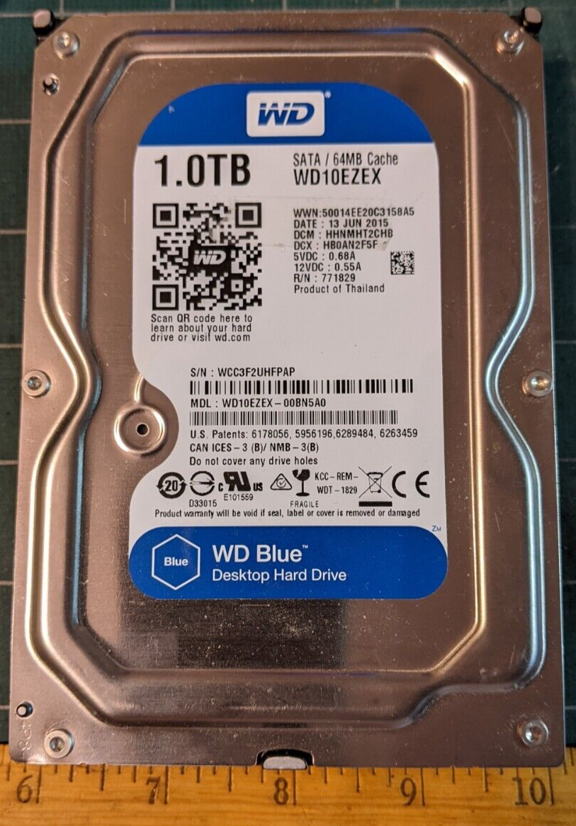 Western Digital WD Blue 1TB 7200RPM 3.5" Hard Drive WD10EZEX SATA 64MB ...