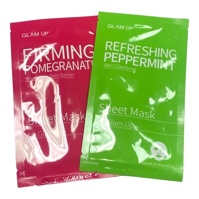 Glam Up Firming Pomegranate & Refreshing Peppermint Sheet Masks New | eBay