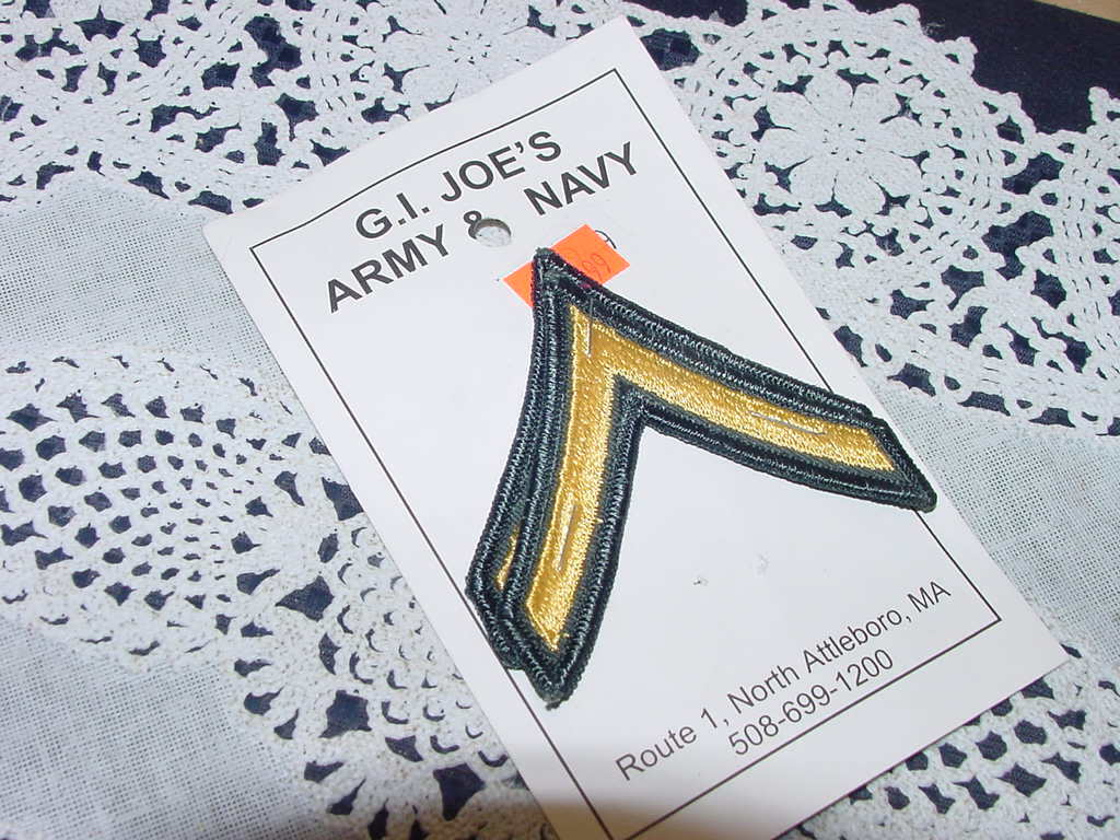 US Army Private PV2 E-2, Gold/GREEN, Patch Set, Regulation Size, NEW ...