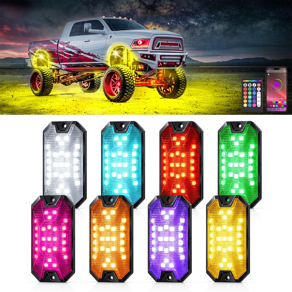 8Pods RGB LED Rock Light Under Car Underboy System Neon Lights for ...