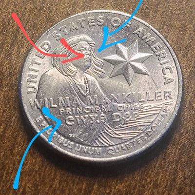 2022-P Wilma Mankiller Washington Quarter Reverse Error Star, Scarface ...