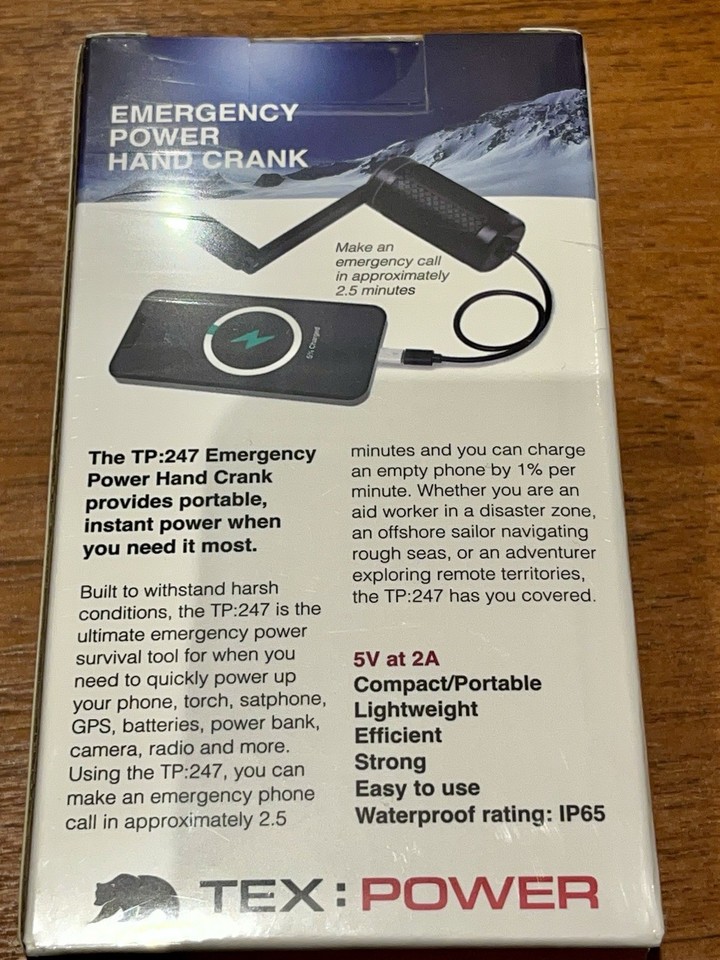 Tex:Power TP:247 Hand Crank Emergency Power Generator - NEW & Sealed In Box | eBay UK