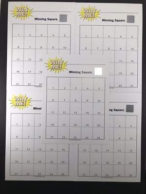 5 Count 25 Square SCRATCH OFF Raffle Board Fund Raiser Winning Gambling ...