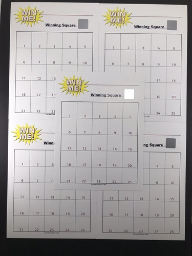 5 Count 25 Square SCRATCH OFF Raffle Board Fund Raiser Winning Gambling ...