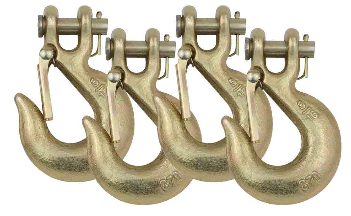 4Pk G70 5/16" Clevis Slip Hook w/ Latch 4700 # WLL Trailer Safety Chain ...