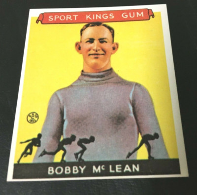 BOBBY McLEAN 1933 GOUDEY SPORTS KING GUM #12 Reprint Ice Skating ...
